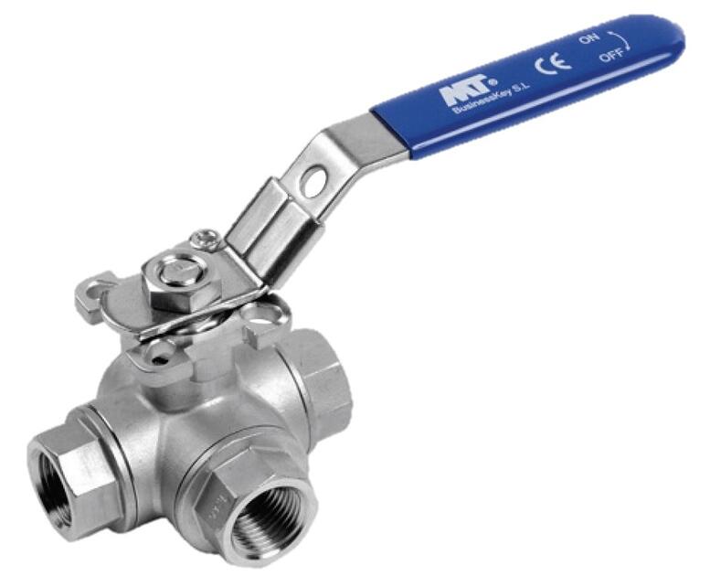 SYREFAST KULEVENTIL T- 3-VEIS 1/2" - BRØDR FREBERGS MASKINFORRETNING AS